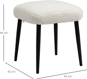 HOMCOM taburet na nohy čtvercový taburet na líčení kašmírový vzhled s ocelovými nohami do obývacího pokoje ložnice krémový 42x42x47cm