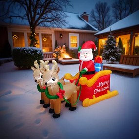 Nafukovací Santa Claus na saních se sobíky 212 cm