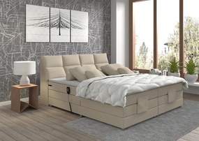 Elektrická polohovací postel, boxspring, béžová, 160x200, GERONA NEW