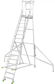 Pojízdné hliníkové schůdky Facal 15 nášlapů + plošinka, CA12/350-K,