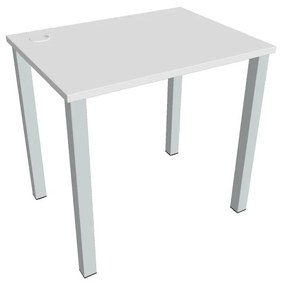Stůl pracovní rovný 80 cm hl. 60 cm - Hobis Uni UE 800 Dekor stolové desky: bílá, Barva nohou: Stříbrná
