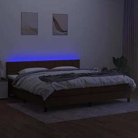 Box spring postel s matrací a LED tmavě hnědá 200x200 cm textil 3133184