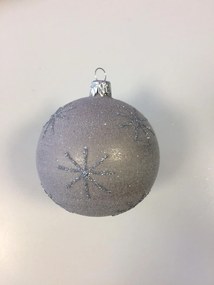 Vánoční ozdoby Střední vánoční koule s hvězdami 6 ks - světle šedá