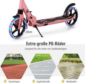 Costway Dětská koloběžka skládací se světly koloběžka výškově – růžový