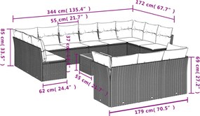 14dílná zahradní sedací souprava s poduškami černá polyratan 3223920