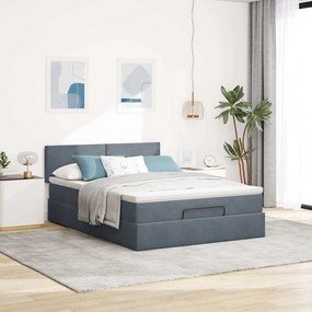 Osmanský rám postele s matrací tmavě šedá 140x190cm samet 3312549