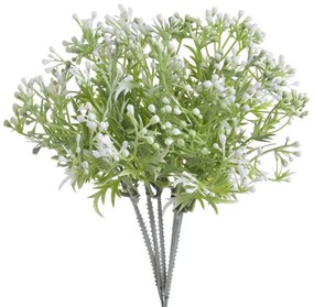 umělá rostlina s bílými pupeny (6 ks) - zelená/bílá