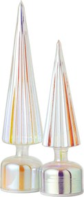 Velký žebrovaný skleněný stromek s LED světlem L – 9*9*39,6 cm