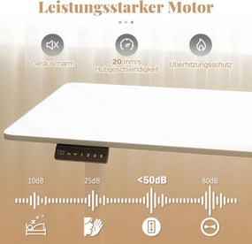 Costway Výškově nastavitelný stůl s hákem Elektrický stojící – 120 × 60 cm