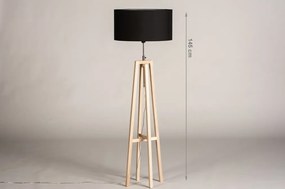 Stojací designová lampa Paola Black Maison and Natur Wood