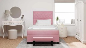 Postel s boxspringem s čelo Růžová 200 x 120 cm samet 3344443
