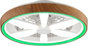 Brilliant G80935/76  Stmívatelné LED svítidlo GAIANO dekor DŘEVO, reverzní VENTILÁTOR LED RGB