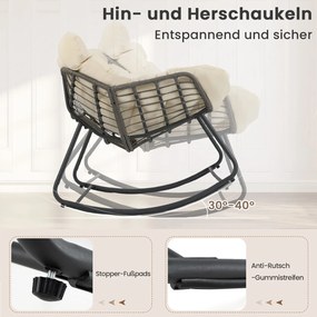 Costway Venkovní houpací křeslo Oversized Patio PE proutěné křeslo s vejci