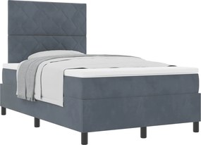 Postel s boxspringem s čelo Tmavě šedá 120 x 190 cm samet 3339885