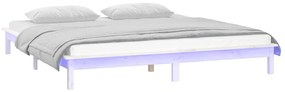 Rám postele s LED světlem bílý 140 x 190 cm masivní dřevo - Default Title