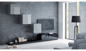 Obývací stěna Pixso VI, Barva: černý + černý lesk / šedá + šedá lesk Mirjan24 5902928690293