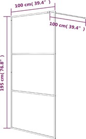 Sprchová zástěna walk-in černá 100 x 195 cm čiré ESG sklo 152147