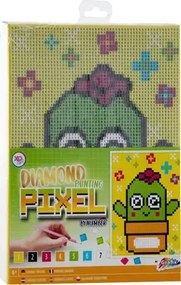 GRAFIX Diamantové malování na rámu Pixel Kaktus 15x20cm / od 6 let