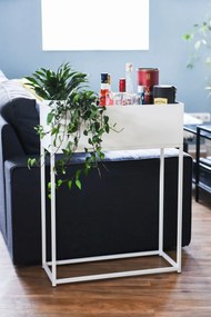 Moderní květináč/box na nožkách STYLE, ocel, šířka 60 cm, bílý mat