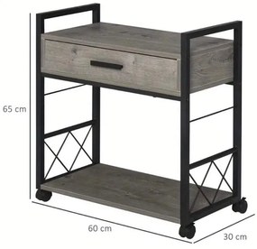 Servírovací stolek, kolečka, kov, dřevo, černá, šedá, NoBi SPARKS
