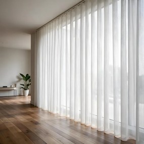Voálová﻿ hotová pruhovaná bílá záclona s řasící páskou Ervi 43960(různé velikosti)