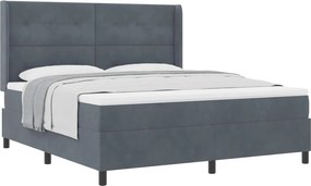 Postel s boxspringem s čelo Tmavě šedá 180 x 200 cm samet 3342021