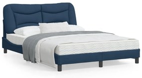 vidaXL Rám postele s čelem modrý 140x190 cm textil