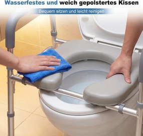 Costway Zvýšené WC sedátko s madly polstrované sedátko a hliníkový rám