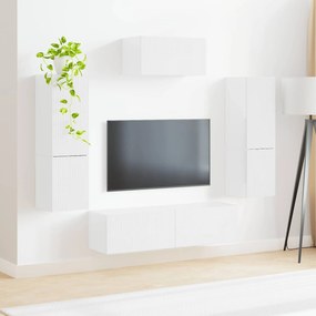 Sestava TV skříněk 4 ks Vysoce lesklá bílá Kompozitní dřevo 3409046