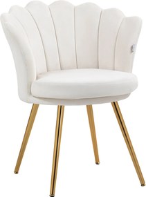 HOMCOM Křeslo typu Shell, Sametové, Toaletní Křeslo, Lounge Křeslo se Zlatými Kovovými Nohami pro Obývací Pokoj, Ložnici a Jídelnu, 67Š x 64H x 77V cm