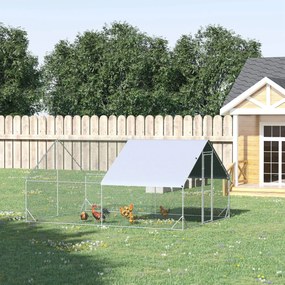 PawHut XXL kurník pro slepice s volným výběhem Drůbežárna se stínící střechou se zámkem pro 8-12 slepic Kachna Králík Ocel 3 x 4 x 2 m