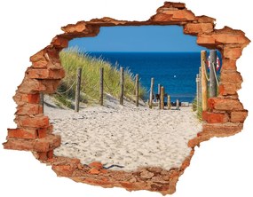 Wallmuralia Díra 3D ve zdi nálepka Mořské duny 90x70 cm