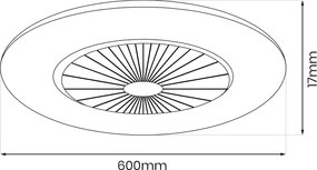Stropní LED svítidlo Zephyr, 1x LED 48w, 3000-6000k, b, s ventilátorem a ovladačem