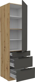 ARIA pa | vysoká skříňka 60 DKS-210 3S1F potravinová | UNI DVÍŘKA | 60 cm | PREMIUM BOX | artisan/šedá grafit