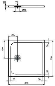 Ideal Standard Ultra Flat S - Sprchová vanička 80 x 80 cm, betonových šedá, K8214FS