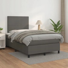 Box Spring Postel S Matrací Šedá Umělá Kůže Šedá Hladký design 120 x 200