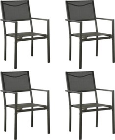 vidaXL Zahradní židle 4 ks textilen a ocel černé a antracitové [313078]