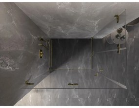 Mexen Lunar-F Duo, skládací sprchový kout 100 x 70 cm, 8mm čiré sklo, zlatý profil, 836-100L-070P-50-00