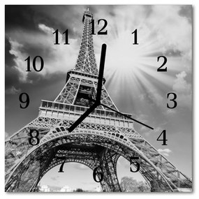 Skleněné hodiny čtvercové Eiffelova věž v Paříži