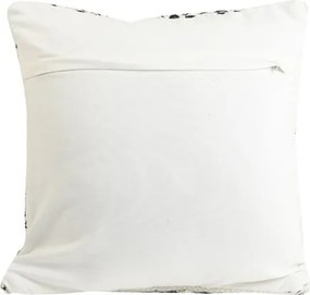 Bílo-černý polštář Udim s ornamenty a třásněmi - 45*45 cm
