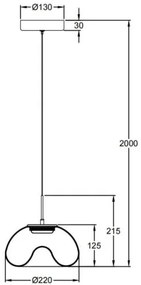 Fabas 3755-41-241 Brena, závěsné svítidlo z čirého skla, 1x10W LED 2700/3000/4000K krokové stmívání, prům. 22cm