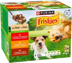 Friskies Adult Kapsičky pro psy hovězí, kuře, jehněčí ve šťávě 24 x 85 g