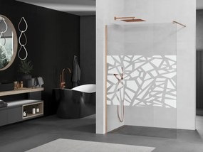 Mexen Kioto, sprchová zástěna Walk-In 100 x 200 cm, 8mm čiré sklo bílý vzor, ​​měděný matný profil, 800-100-101-65-85