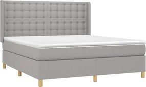 Box spring postel s matrací a LED světle šedá 160x200 cm textil 3139205