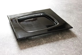 BDK-GLASS Skleněný tmavě šedý tác s excentrickým středem