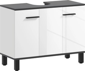 HOMCOM Podskřínková koupelnová skříňka s umyvadlem na stojánku nebo nohách, 2 dveře a nastavitelnými policemi pro 80x34x60 cm Jasně bílá koupelna | Ao