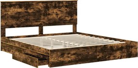Postel s úložným prostorem se zásuvkou Kouřový dub 180 x 200 cm 3411184