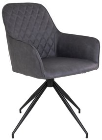 House Nordic Jídelní židle z PU s otočným kloubem, tmavě šedá s černými nohami, HN1221