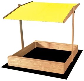 Dětské pískoviště se stříškou - žluté 120 x 120 cm