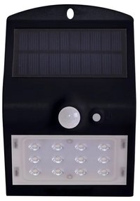 LED Solární nástěnné svítidlo se senzorem LED/1.5W/3,7V IP65 černá